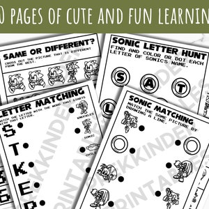 Pre-school Kinder Sonic the Hedgehog Themed Worksheets Vol. 1 ...