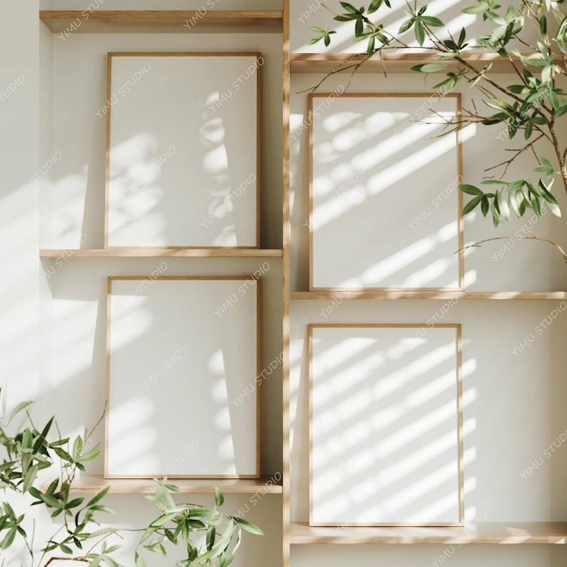 Set of 4 Wood Frame Mockup,3x4 Gallery Wall Mockup,minimal Frame Mock ...