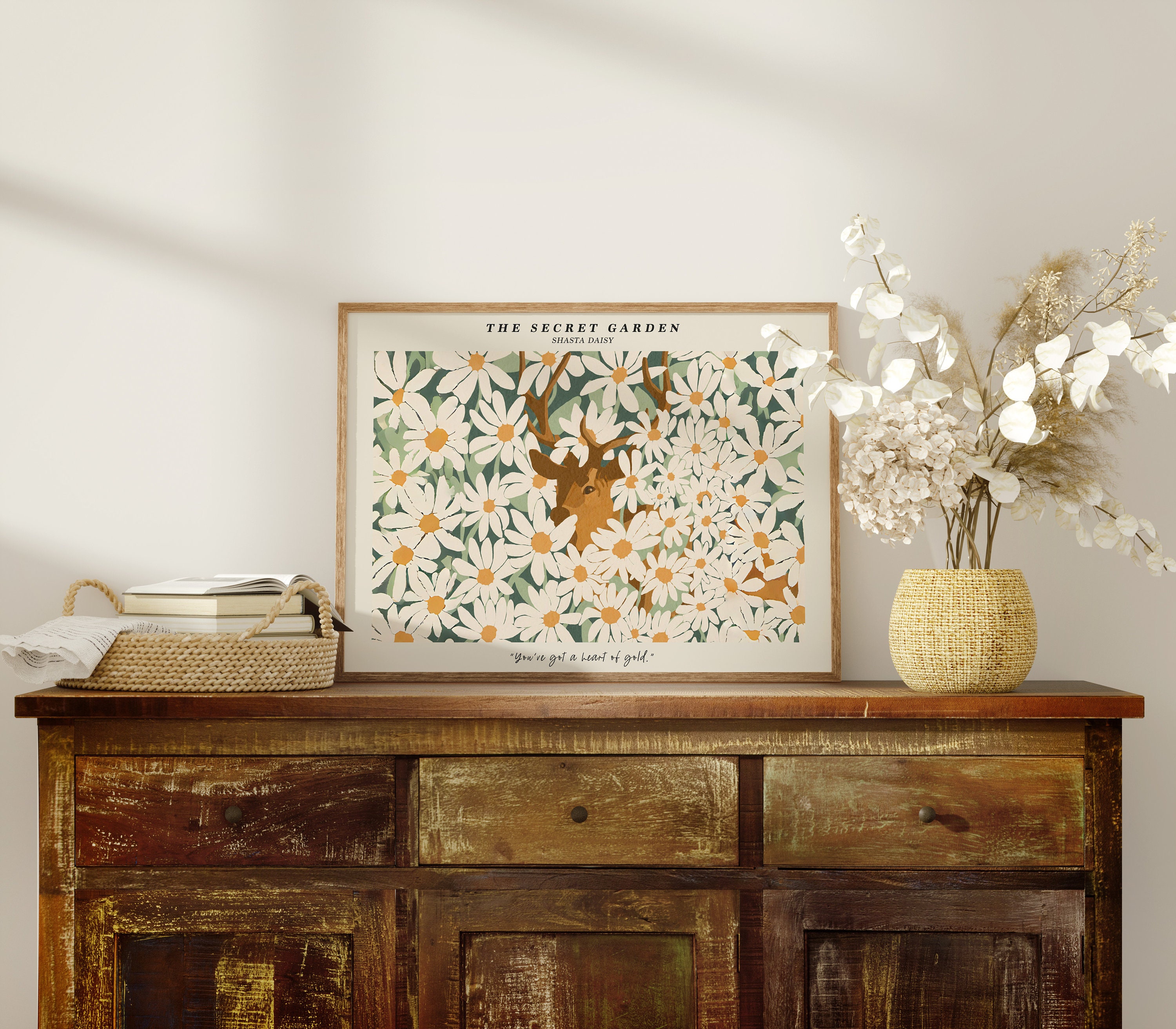 4x3 Horizontal Wood Frame Mockup in Farmhouse,rustic Home Interior ...