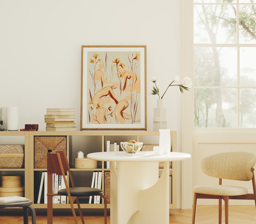3x4 Wood Frame Mockup in Living Room,vertical A1,art Print Display ...