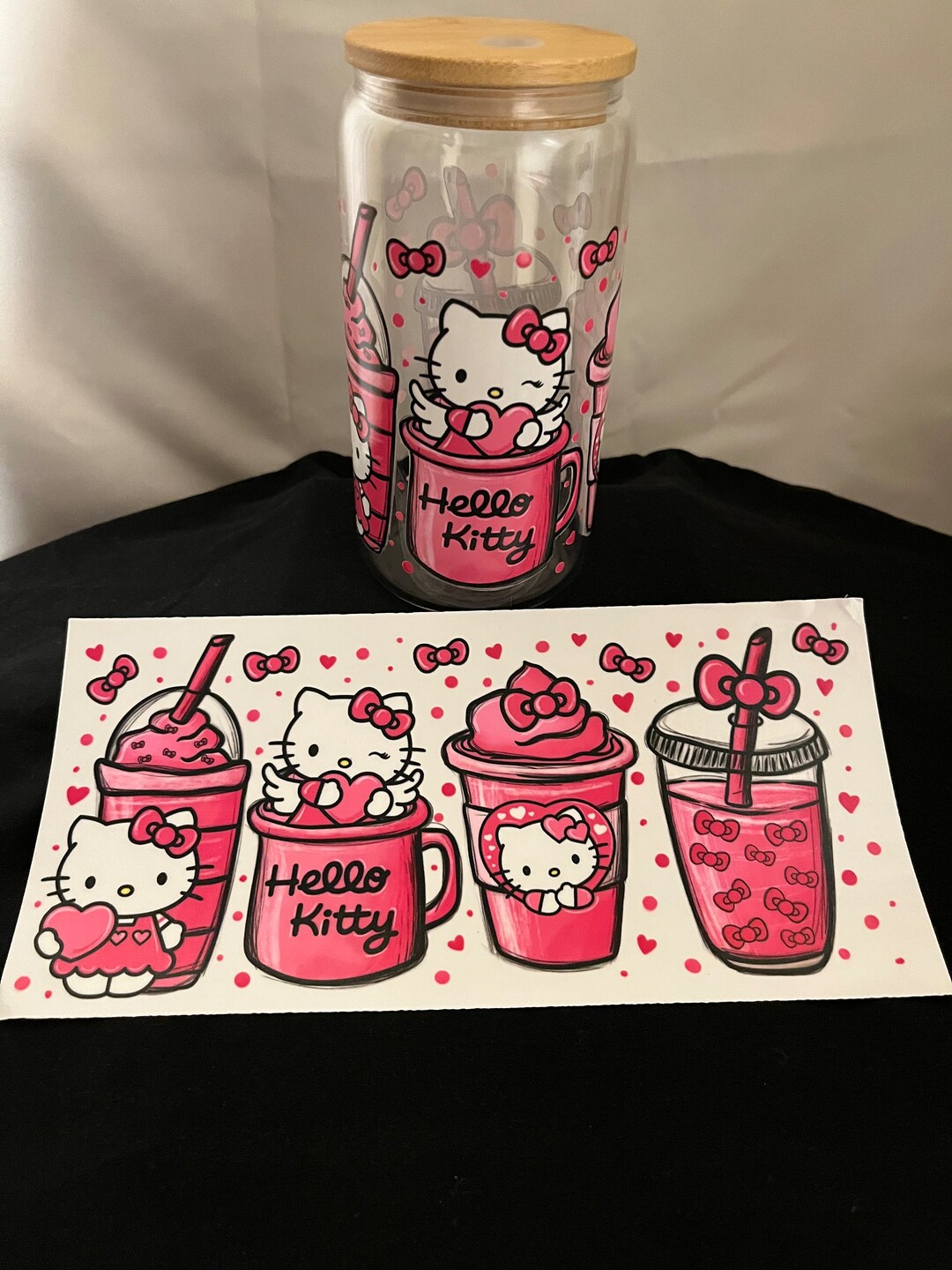 Hand Made 16oz Glass Libby Cup. Made With UV DTF Print. Clear or ...