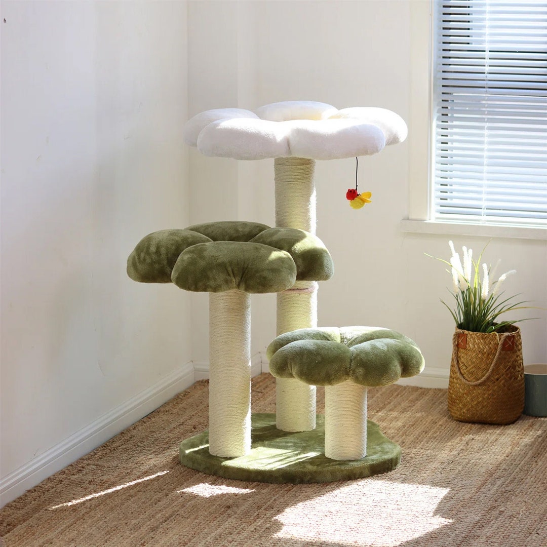 25 Floral Cat Tree Tower, Wooden Cat Tower, Modern Cat Tree, Cat ...