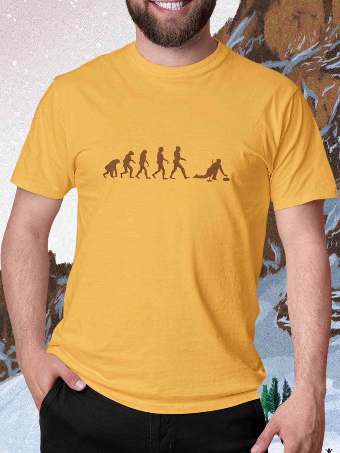 Curling Evolution T-shirt - Winter Sports Tee - Etsy