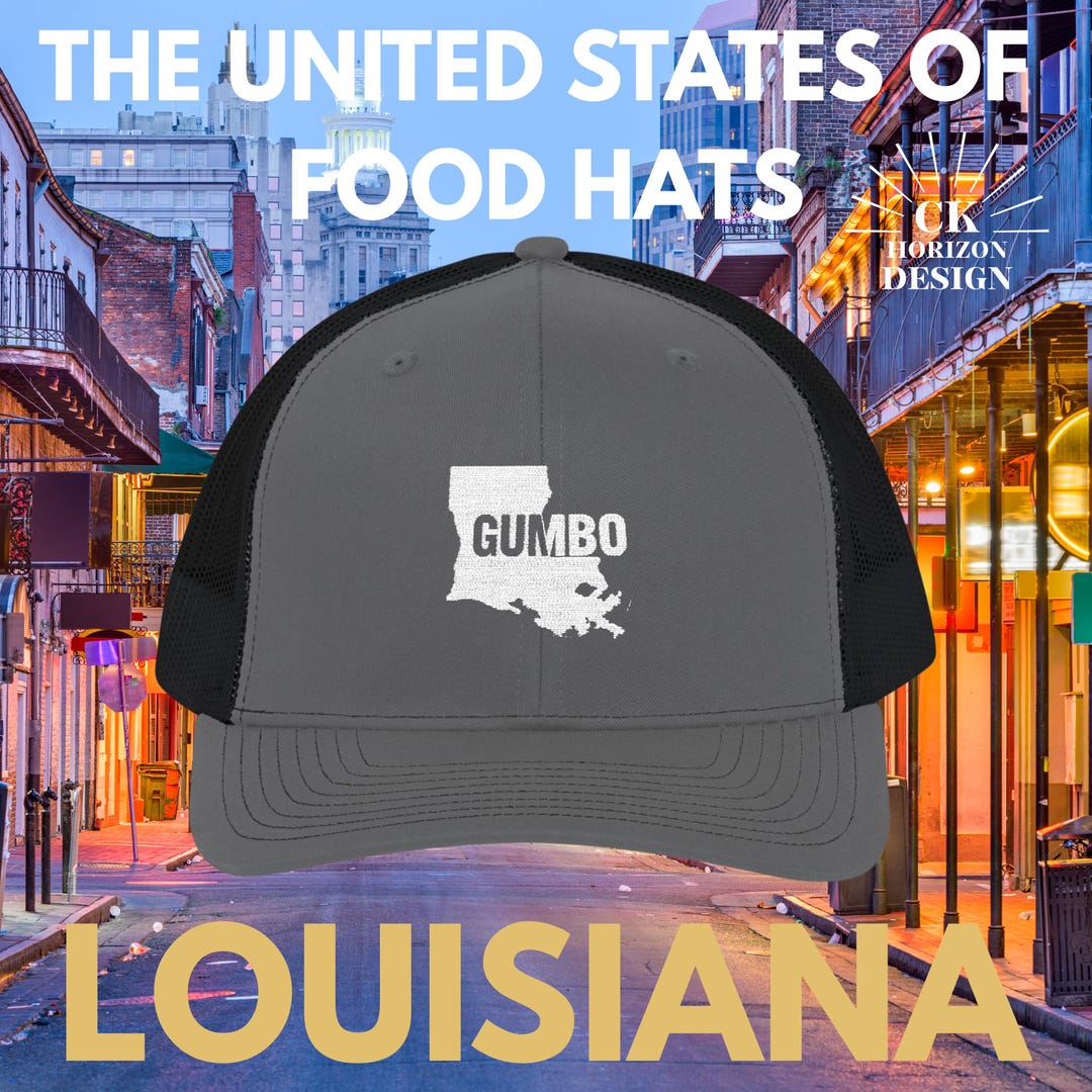 Louisiana Gumbo Embroidered Trucker Hat New Orleans Cajun Food Lover ...