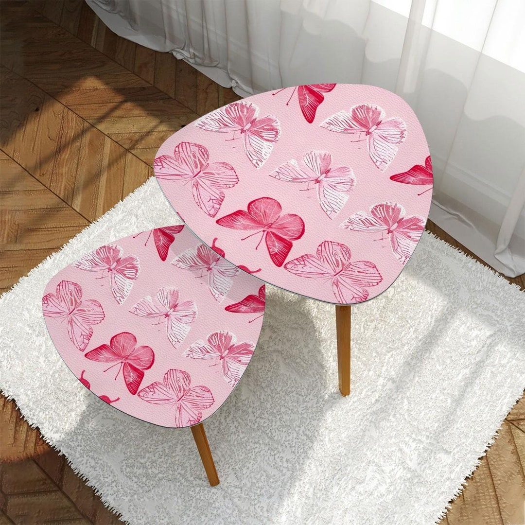 Butterfly Coquette Mid Century Modern Triangle Coffee Table Set | Small ...