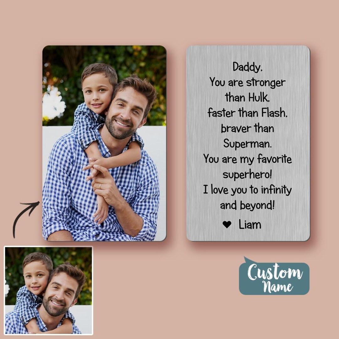 Custom Wallet Card for Dad Metal Photo Insert Card Personlized Photo ...