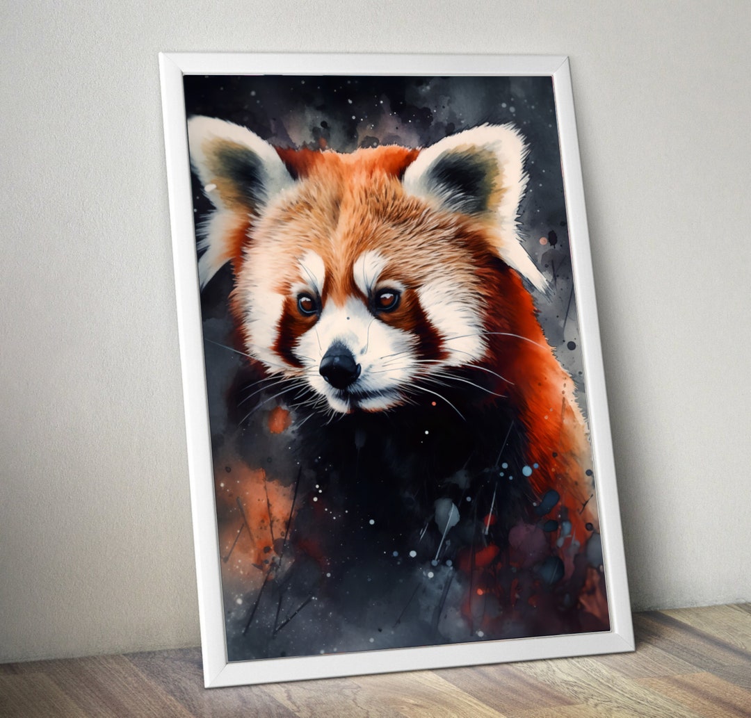 Watercolour Red Panda Watercolor Painting Canvas Wall Canvas - Etsy