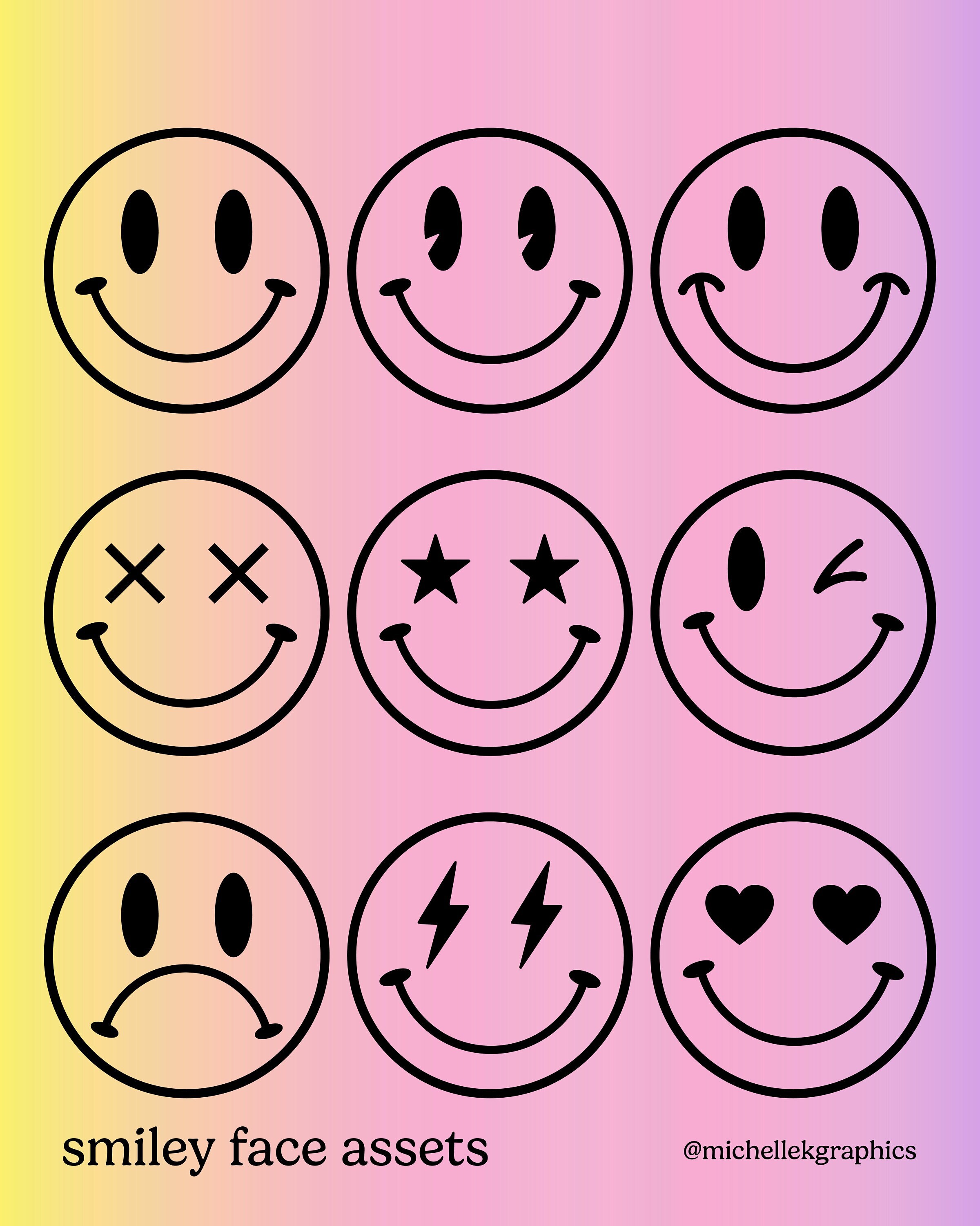 Smiley Faces - Digital Download- Svg/png/ai/sublimation/cricut Vector ...