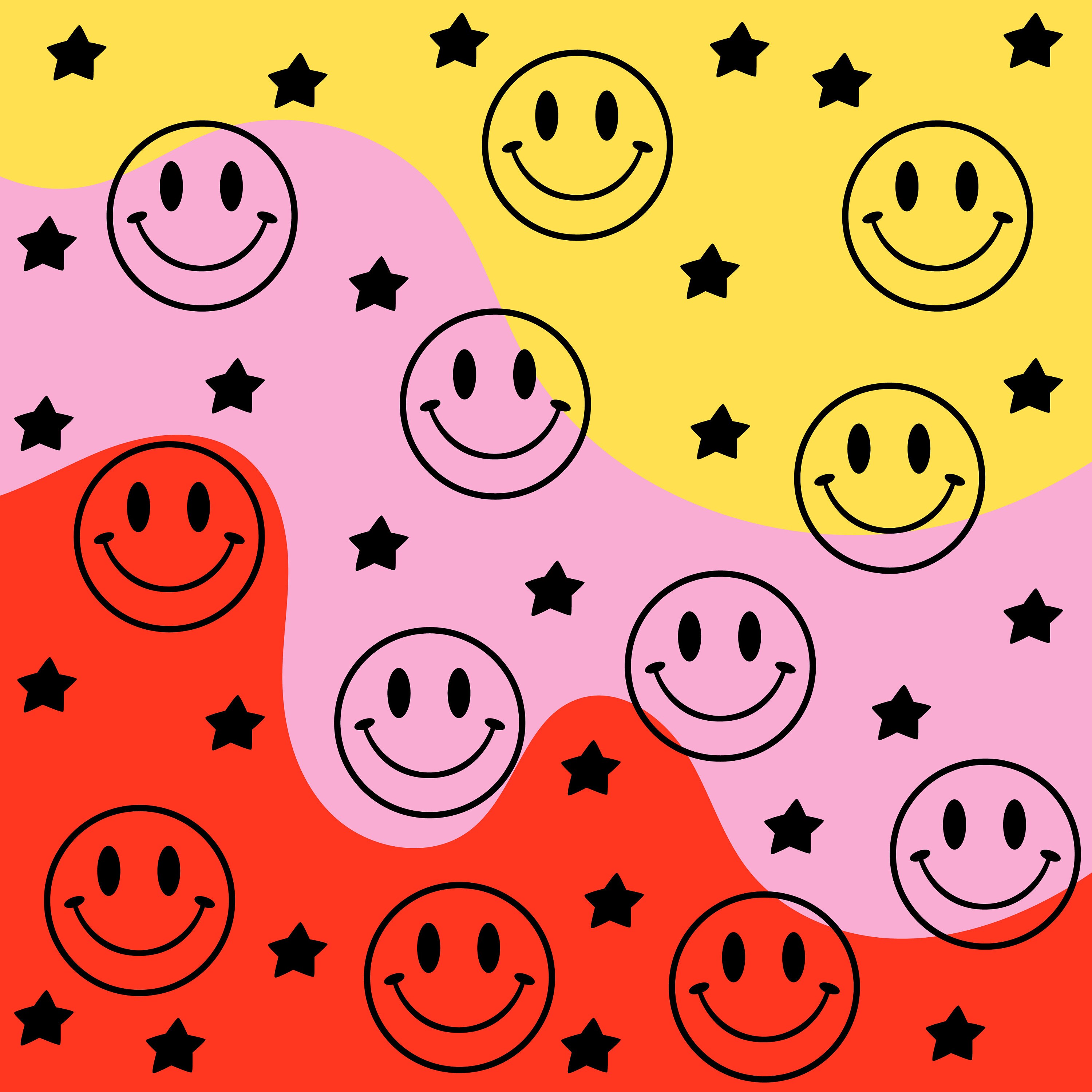 Retro/groovy Smiley Face Seamless Patterns/background - Etsy