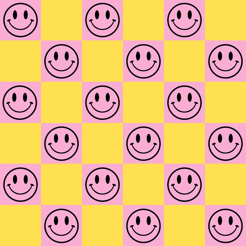 Retro/groovy Smiley Face Seamless Patterns/background - Etsy