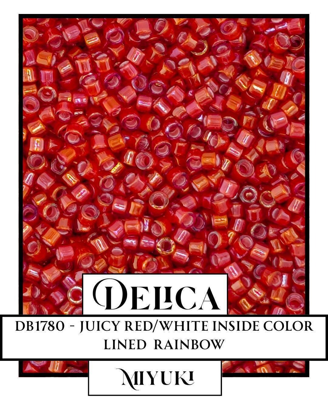 Db1780-miyuki Delica 11/0:juicy Red/white ICL/R (7 Gram Pkg ~1400 Pcs) - Etsy