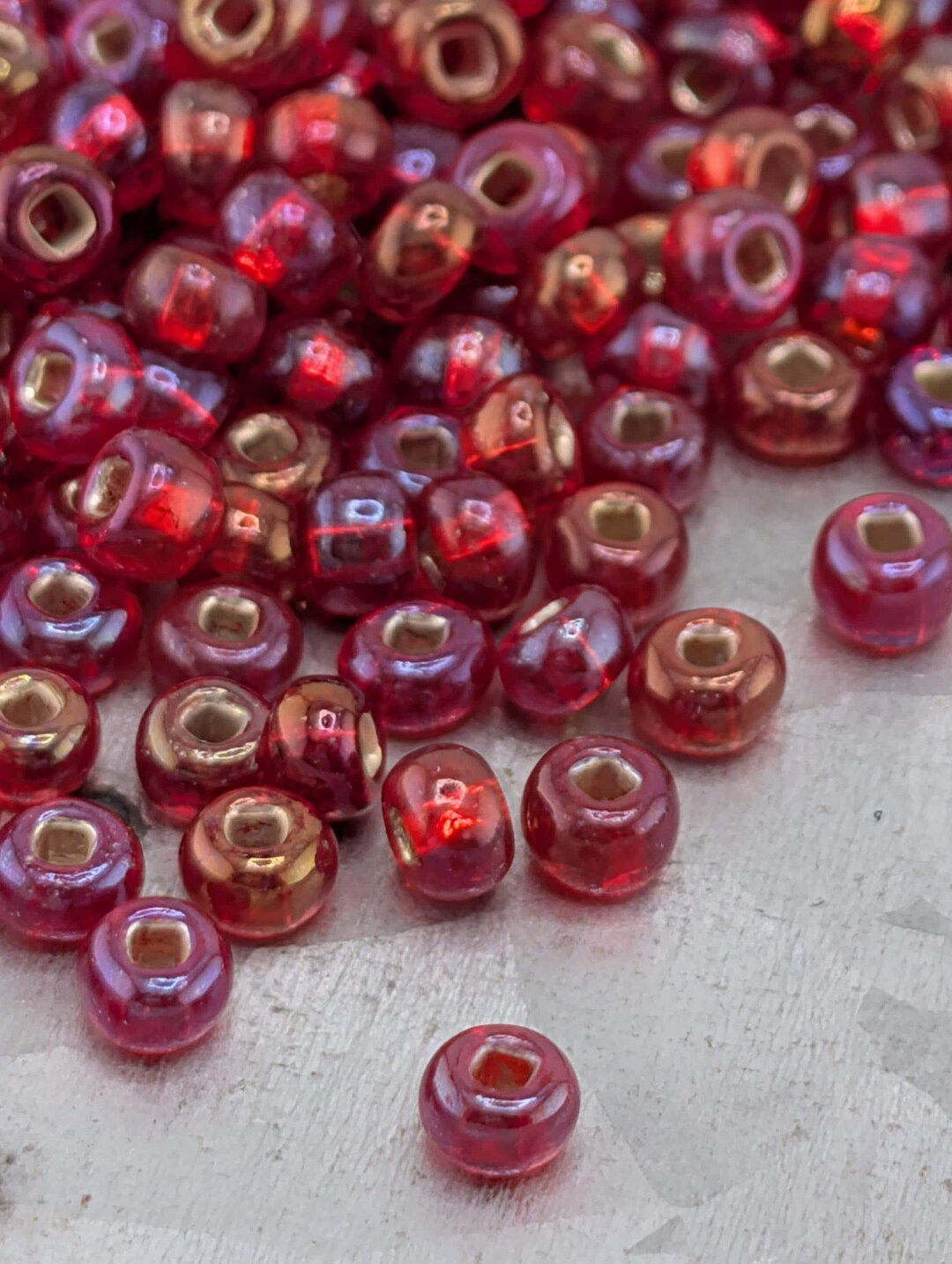 Transparent Silverlined Red AB | Size 6 | 15g | Preciosa-ornela Glass ...