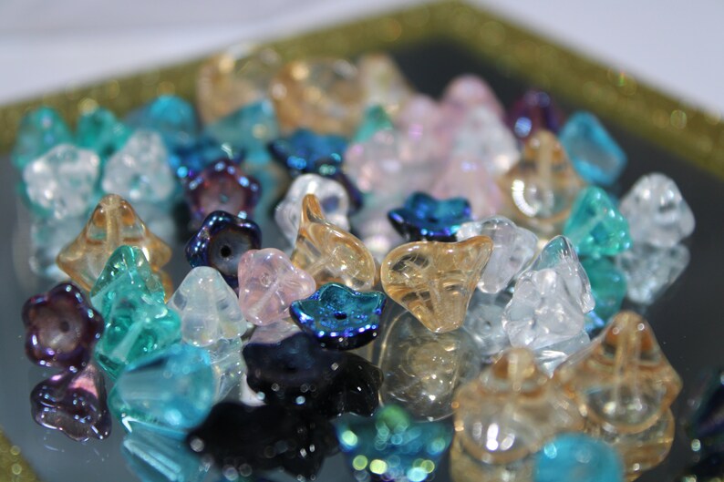 Glass Bead Cap Beads Bulk Mix of Small Glass Bead Caps in Assorted ...