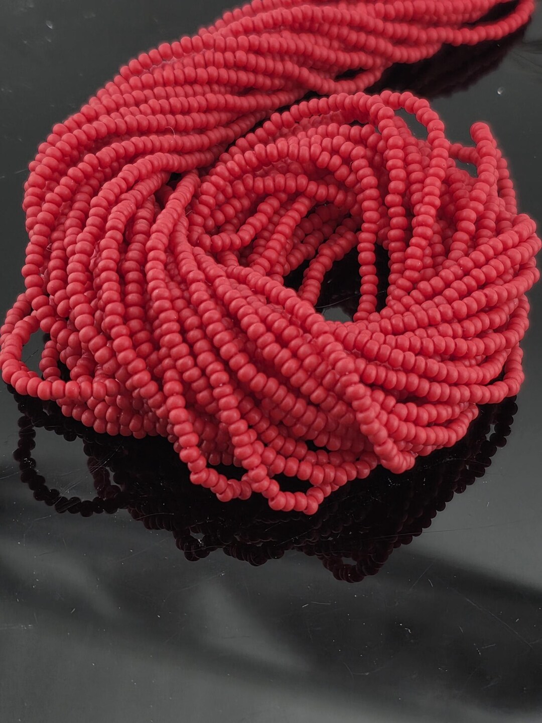 Opaque Red Matte | Size 11 | Half-hank (12" 6-string) | Preciosa-ornela ...