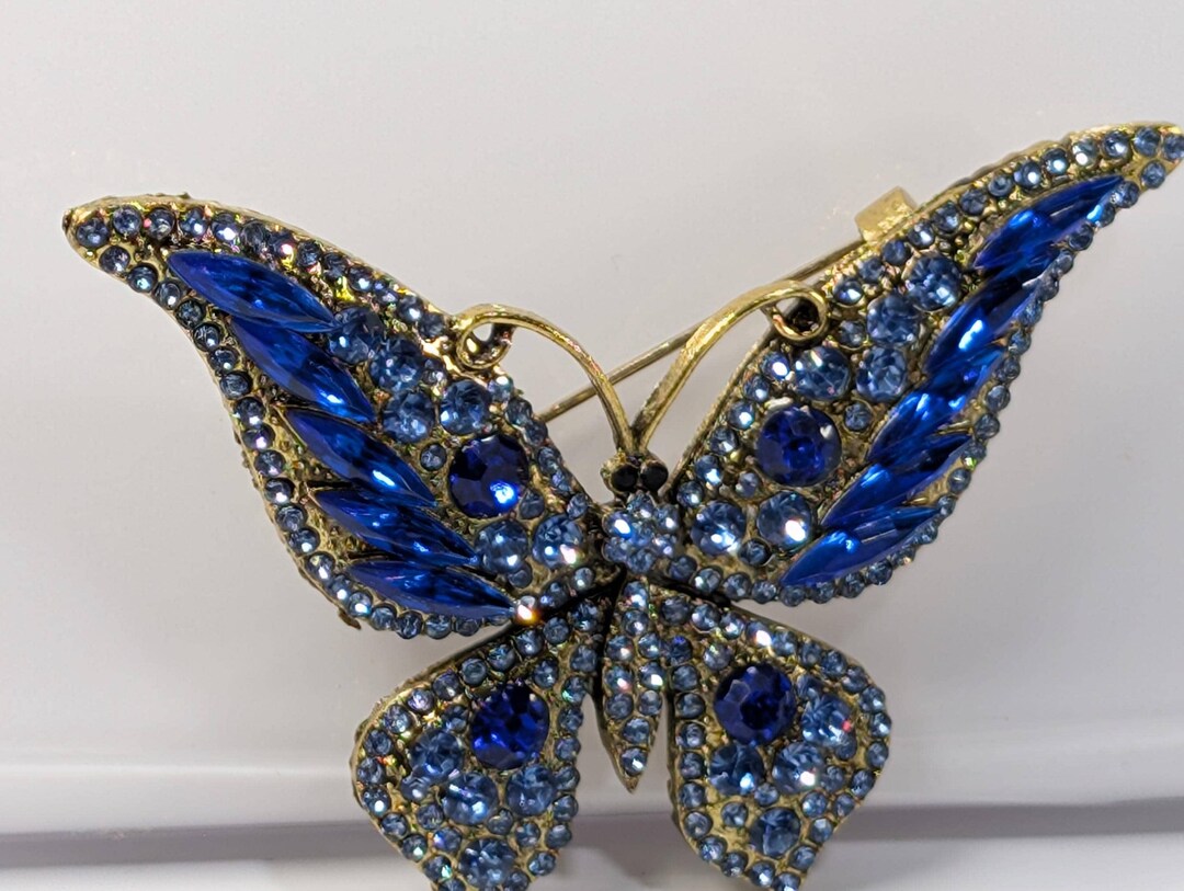 Cobalt Blue Rhinestone Butterfly - Etsy