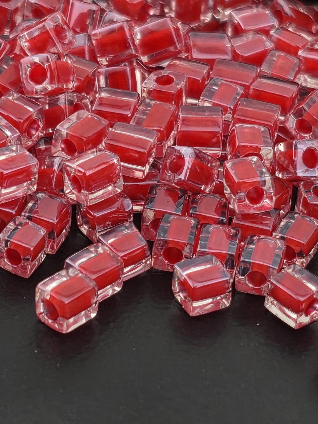 Miyuki Square/cubes Crystal/red Inside Color Lined Sparkle Size 4mm 15g ...