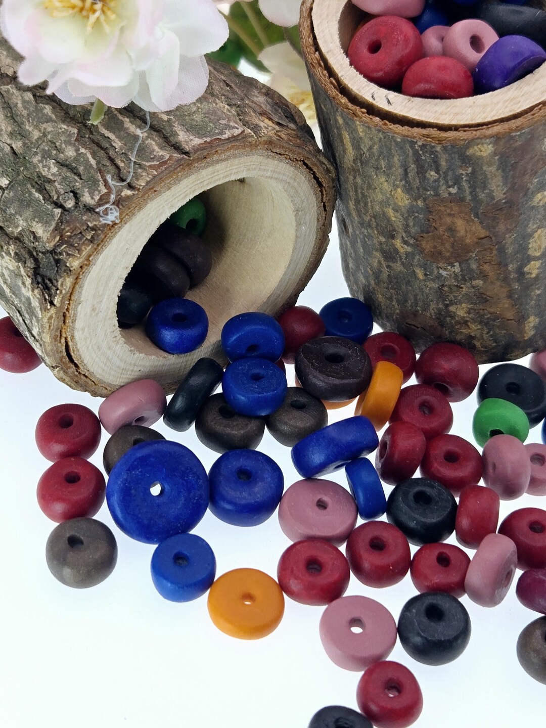 Handmade Clay Wheel Shaped Beads Assorted Sizes & Colors for Jewelry ...