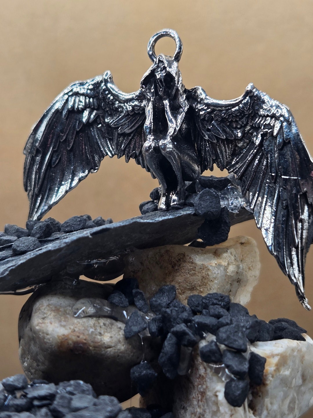 Crying Fallen Angel Pendant Gothic Jewelry, Dark Fantasy Necklace ...