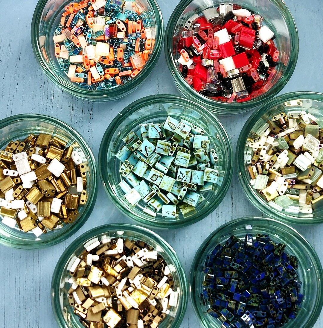 Tila Beads Set of 7 Miyuki Quarter, Half & Full Beads in Complementing ...