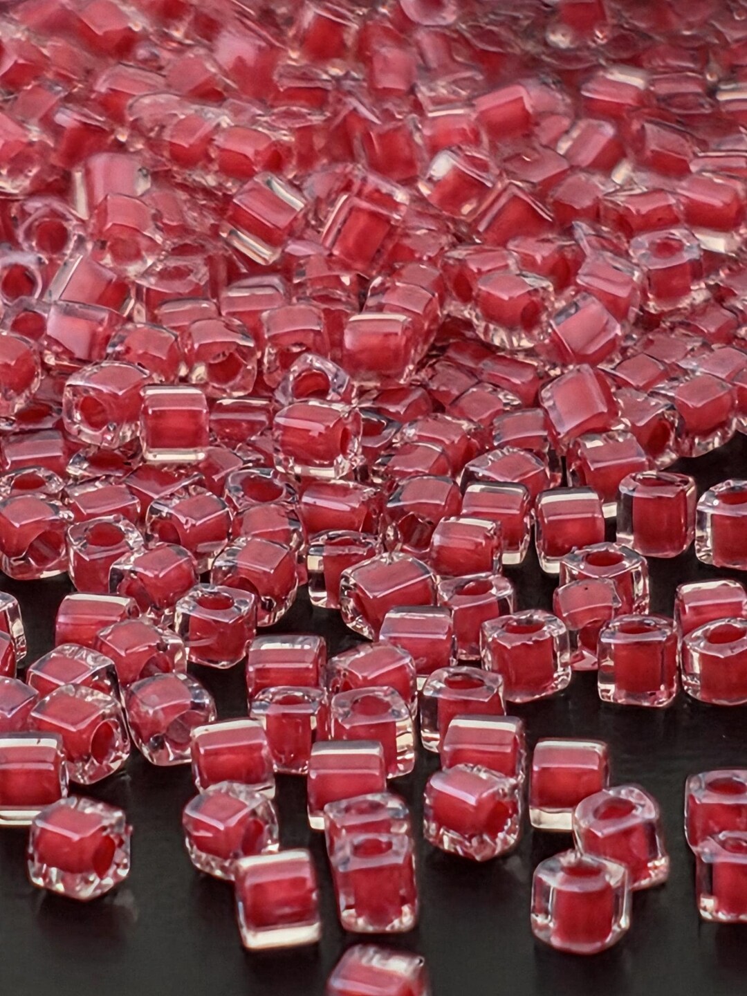 Miyuki Square/cubes Crystal/raspberry Inside Color Lined Sparkle Size 1 ...