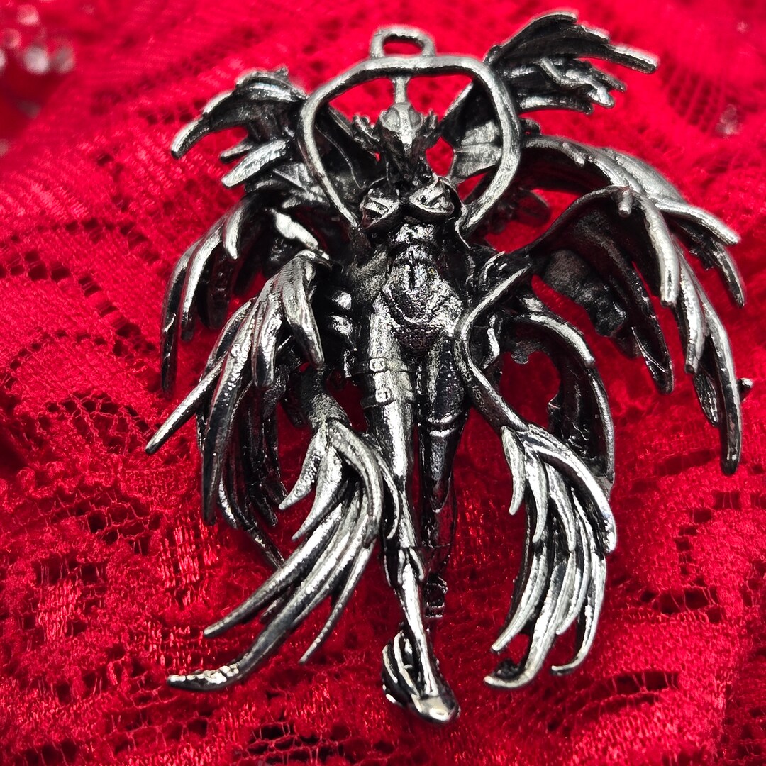 Fallen Angel Goddess Necklace - Handmade Silver Pendant, Gothic Jewelry ...