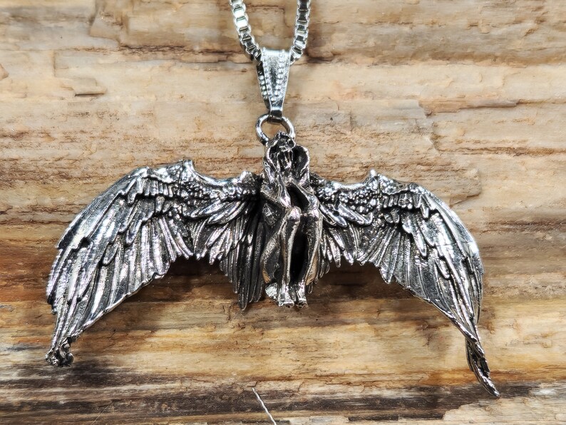 Crying Fallen Angel Pendant Gothic Jewelry, Dark Fantasy Necklace ...