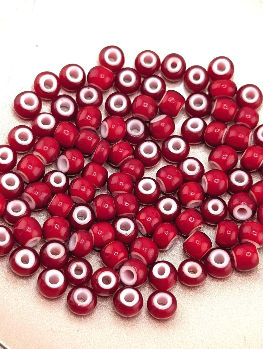 Mix Vintage Cherry Red & White Heart | Size 6 | 15g Pkg | Preciosa ...