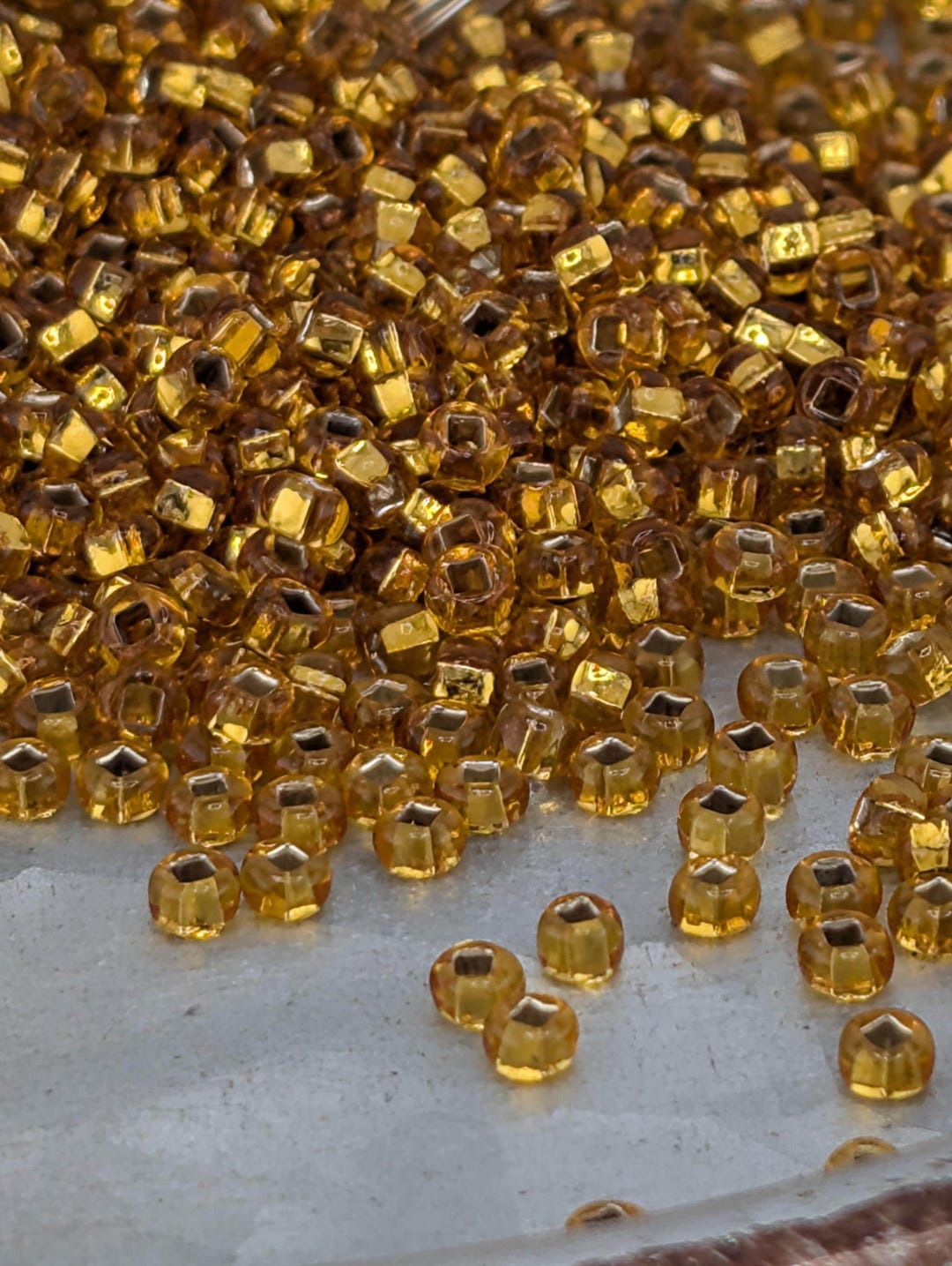 Preciosa-ornela Seed Beads - Transparent Gold Silver Lined, Size 8, 15g ...