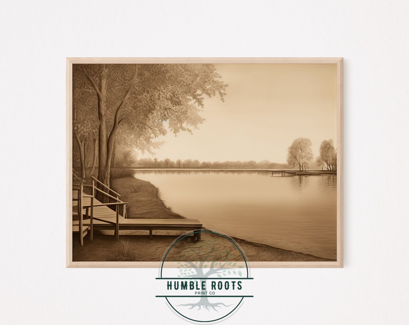 Printable Country Lake Wall Art, Rustic Wall Decor, Vintage Art Print ...