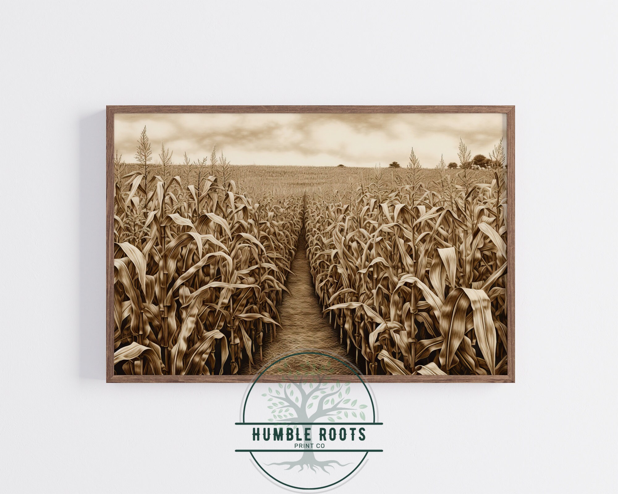Printable Corn Field Wall Art, Rustic Wall Decor, Sepia Wall Art ...