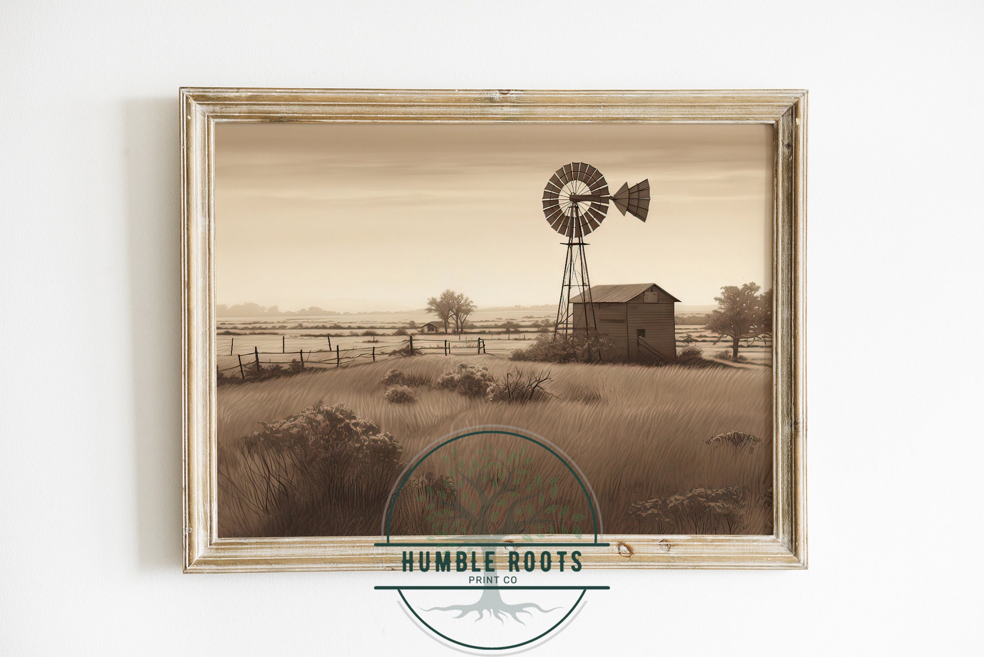 Printable Wall Art, Country Windmill Sepia Home Decor, Rustic Wall Art ...