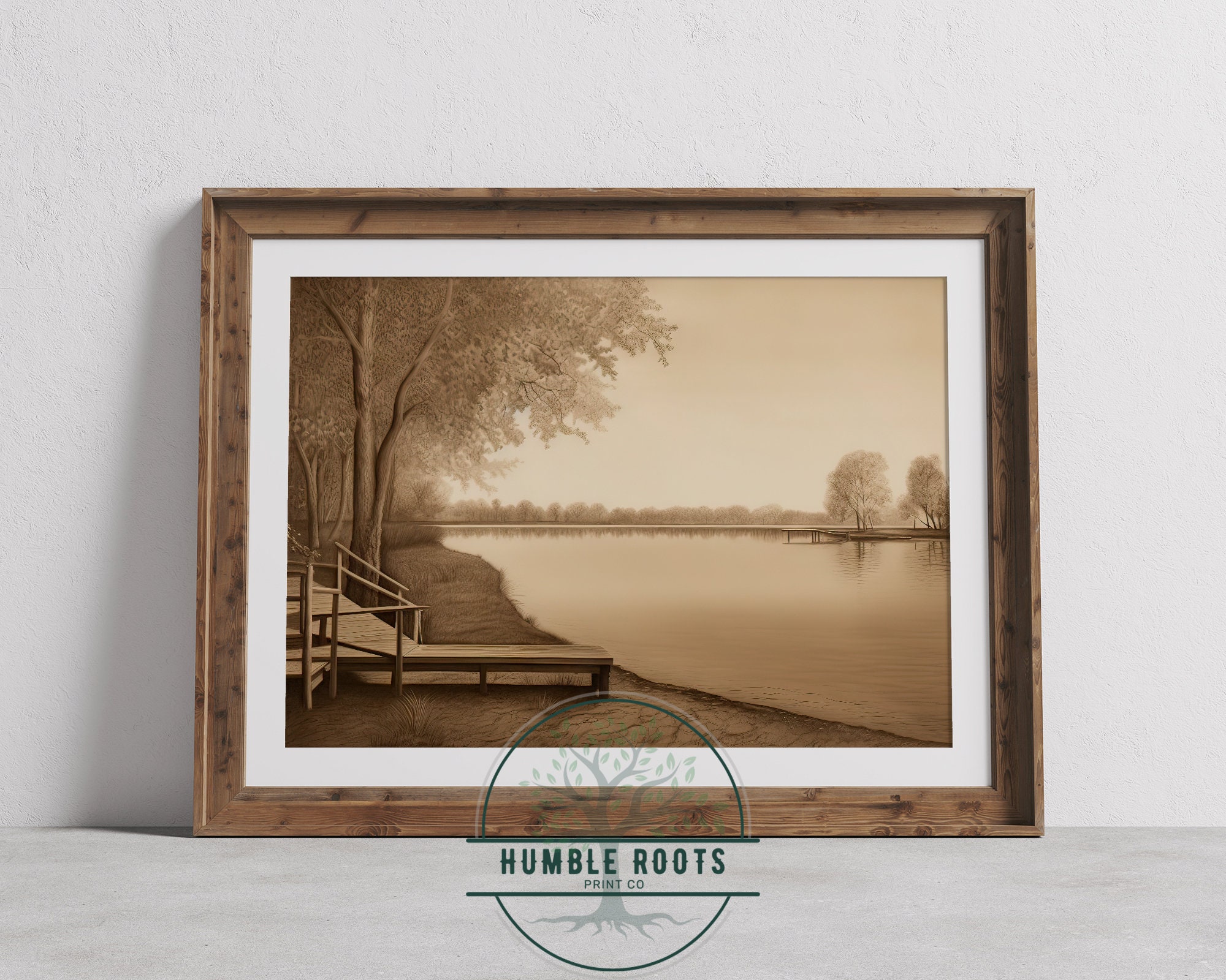 Printable Country Lake Wall Art, Rustic Wall Decor, Vintage Art Print ...