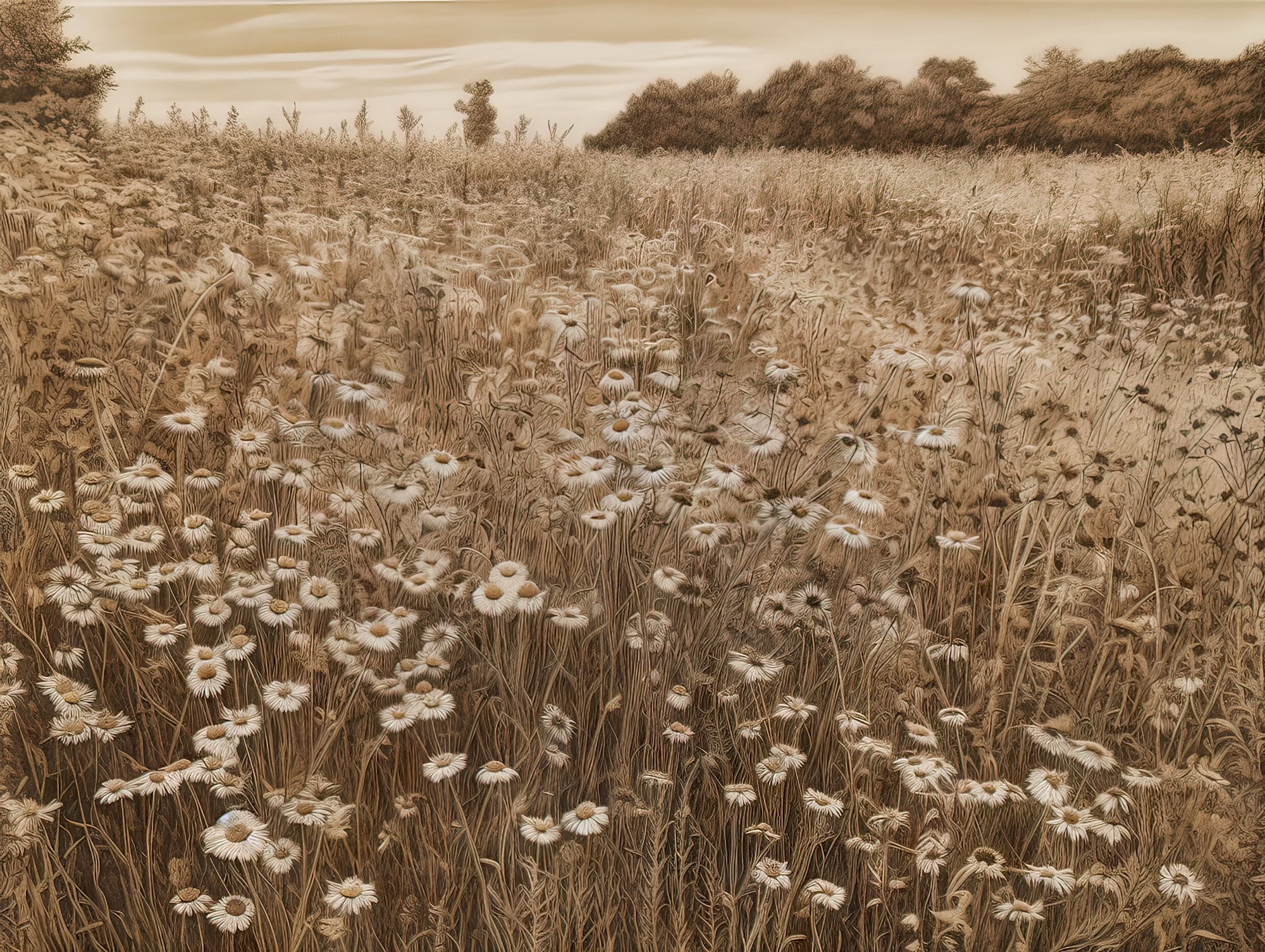 Printable Country Flowers Wall Art, Rustic Wall Decor, Sepia Print ...