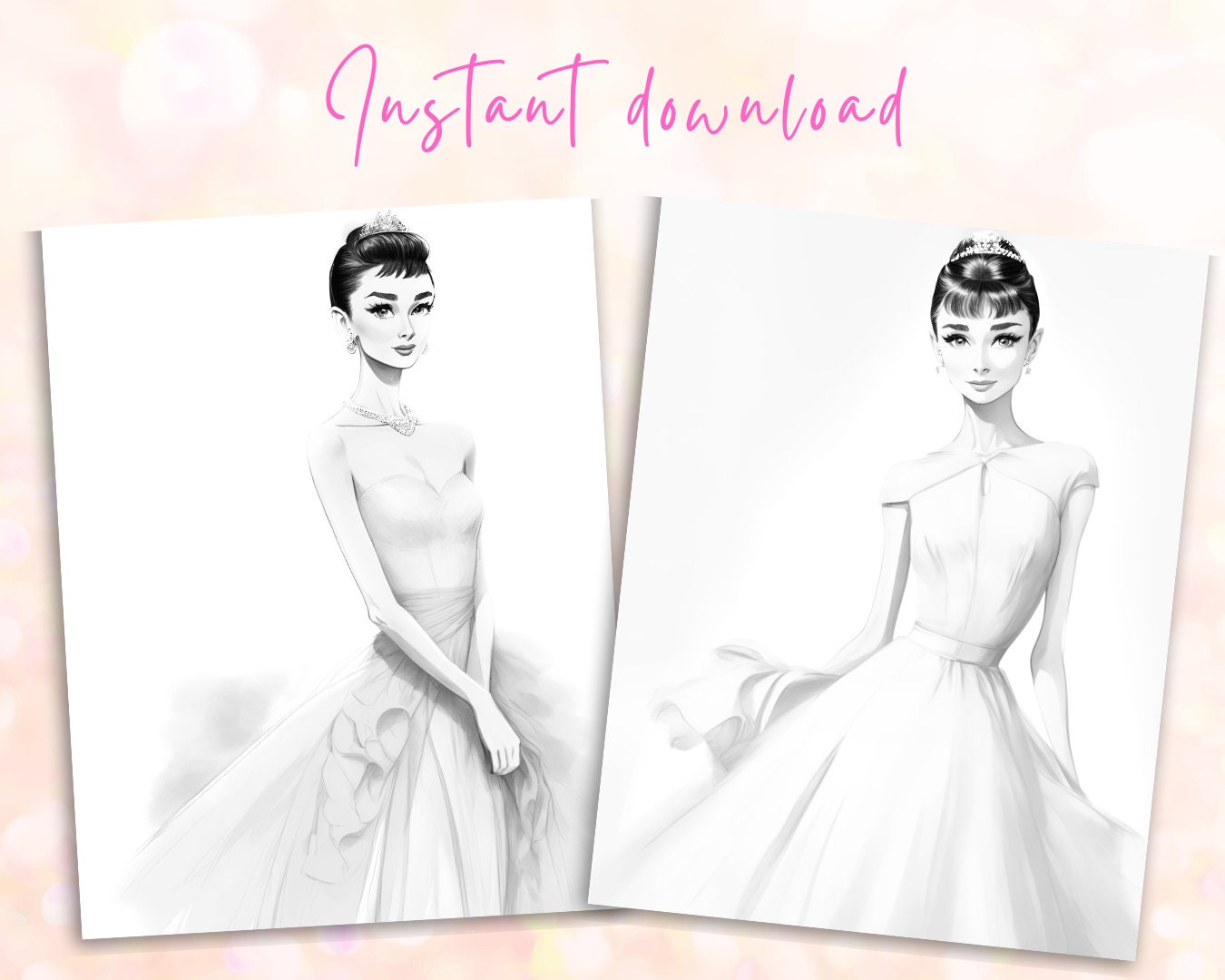 12 Elegant Hollywood Star Coloring Pages 50's - Etsy