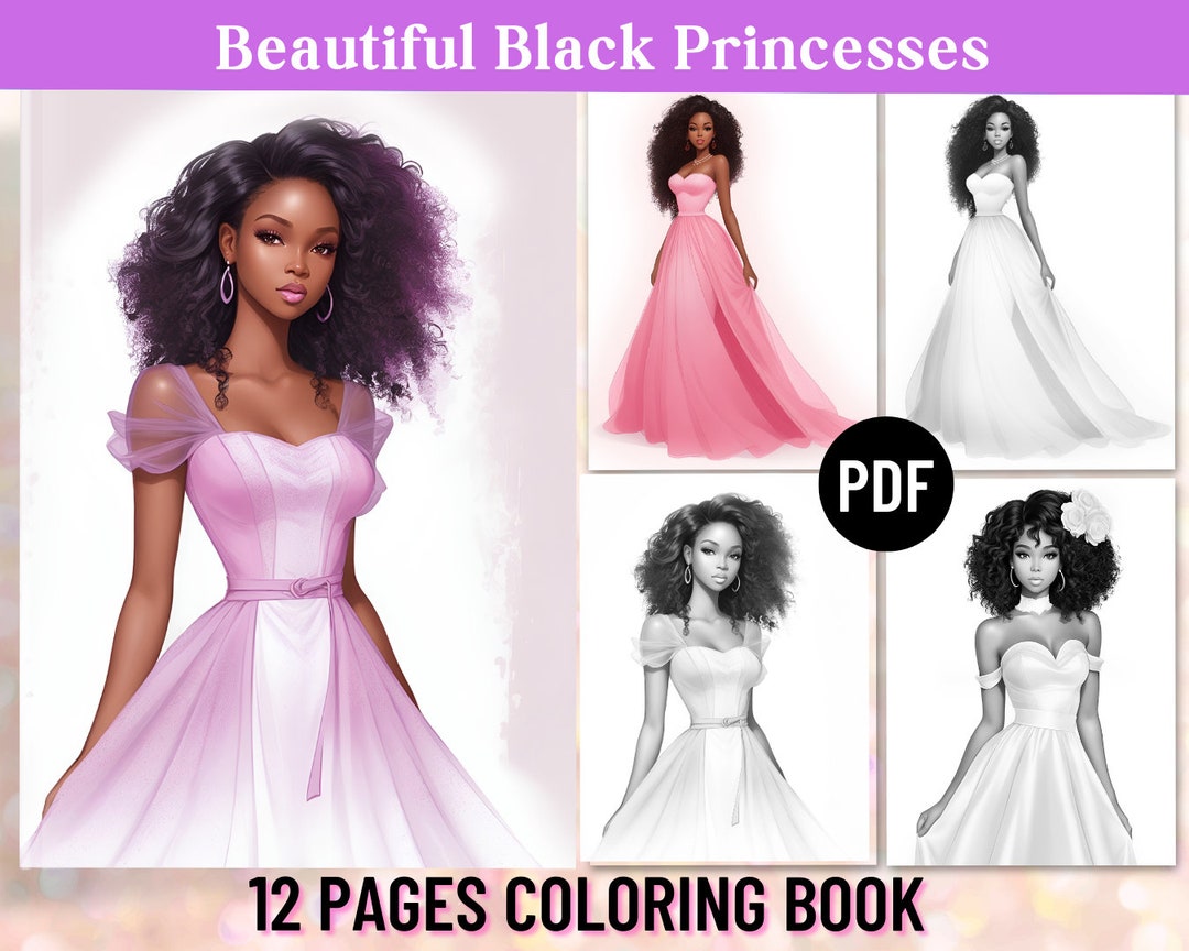 12 Black Princess Coloring Pages,coloring Book for Adults,african ...