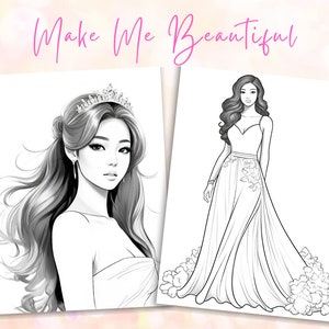 12 Asian Princess Coloring Pages, Adult Coloring Book, Princess Dresses ...