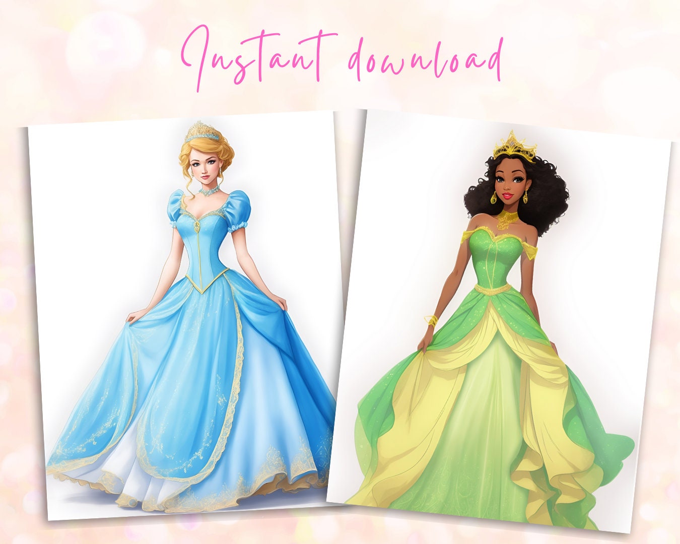 11 Fairytale Princess Coloring Pages + 11 Full Color Pages,girls ...