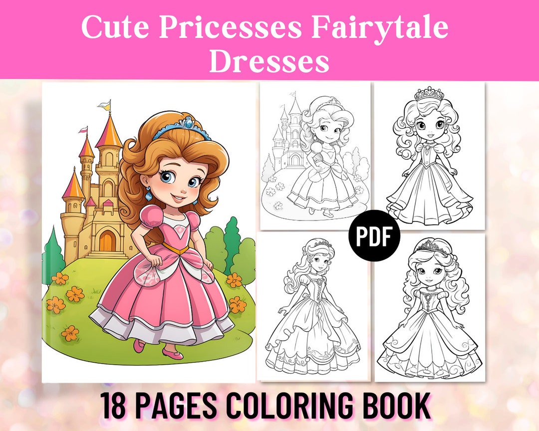 Cute Princess Coloring Book, 18 Little Princess Coloring Sheets ...