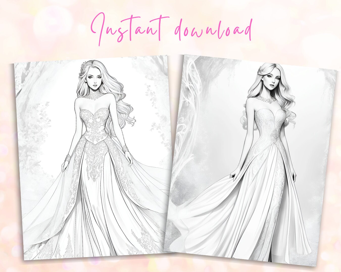 12 Glamorous Princess Coloring Pages, Princess Gowns, Fashion Design ...