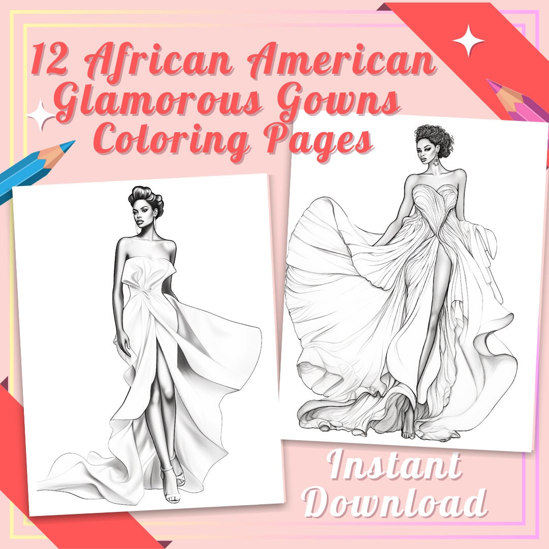 Black Girls Magic Coloring Pages Bundle, African American Fashion ...