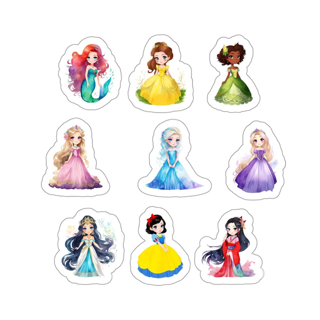 9 Cute Princess Kiss-cut Stickers 4 Sizes Princess - Etsy