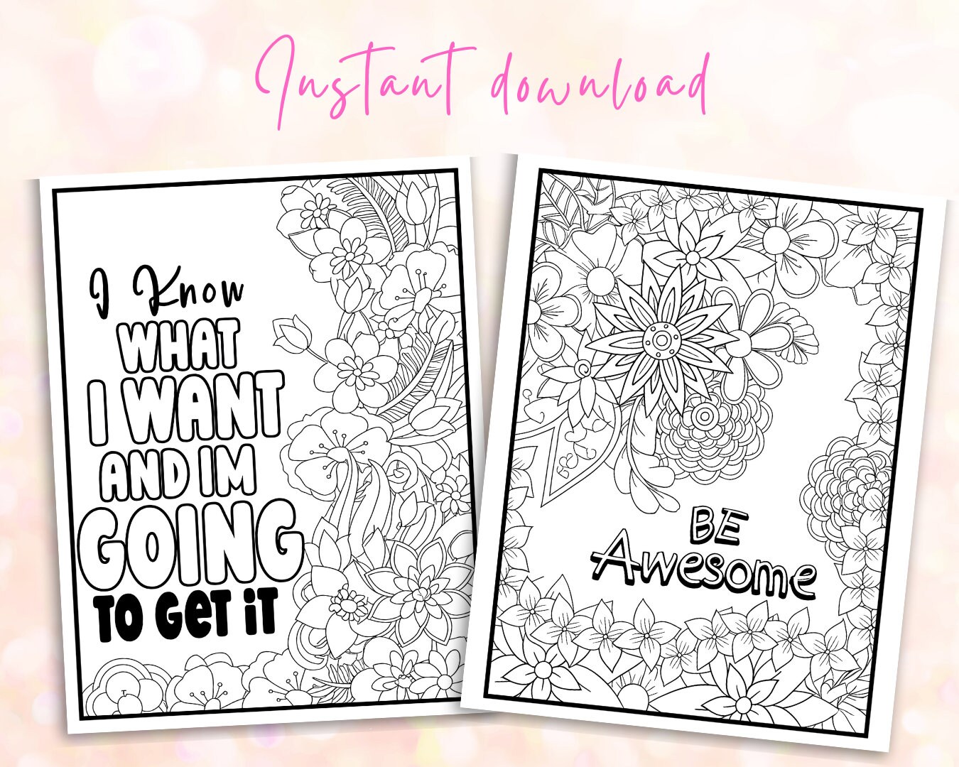 12 Inspirational Positive Affirmations Coloring Pages, Coloring Book ...