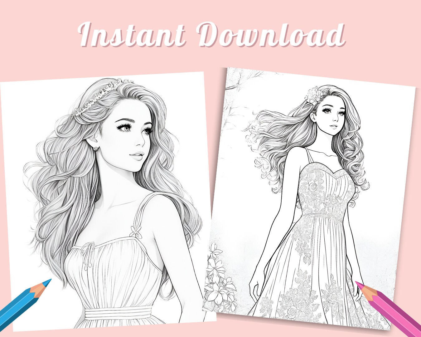 12 Romantic Dresses Coloring Pages,floral Dresses Coloring,adult ...