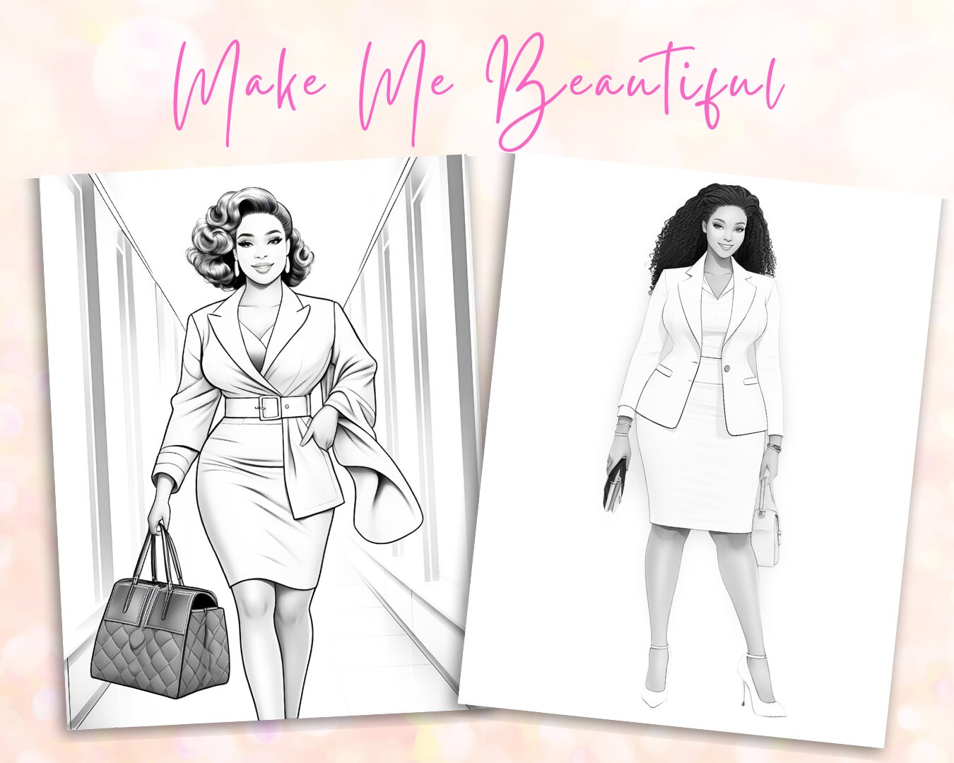 12 Curvy Black Lady Boss Coloring Pages, Coloring Book for Adults ...