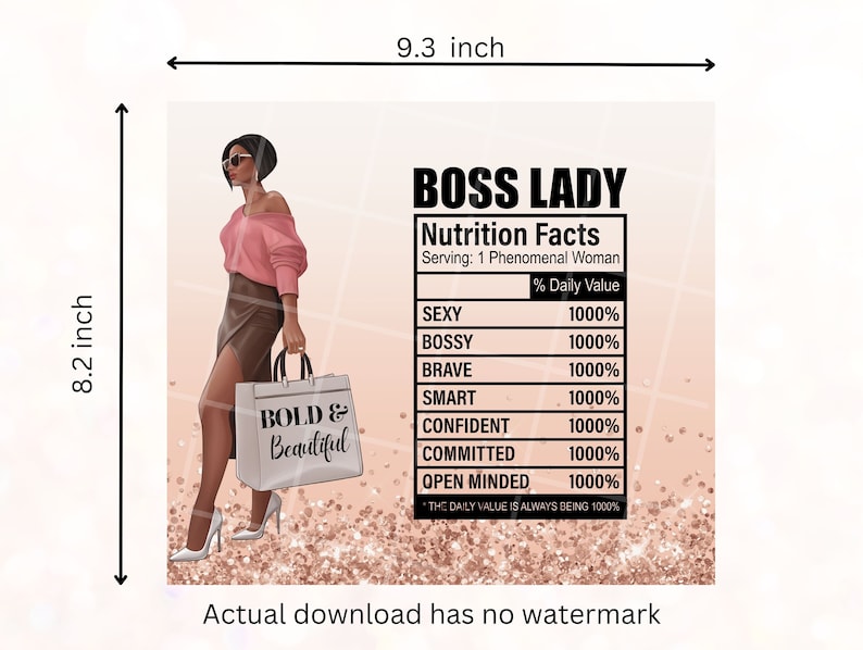 Digital Boss Lady Nutrition Facts Tumbler Wrap 20oz, Short Hair, High ...