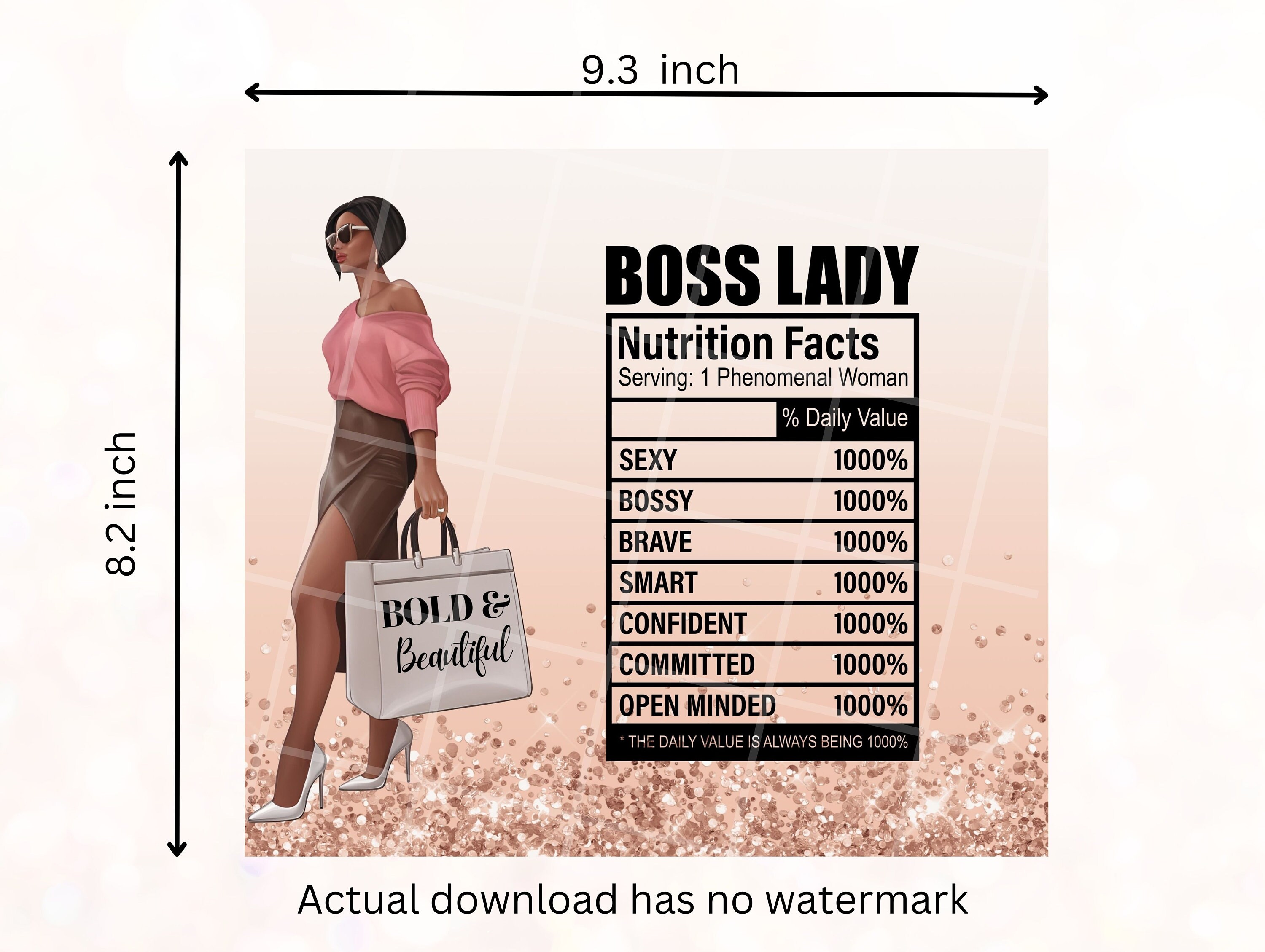 Digital Boss Lady Nutrition Facts Tumbler Wrap 20oz, Short Hair, High ...