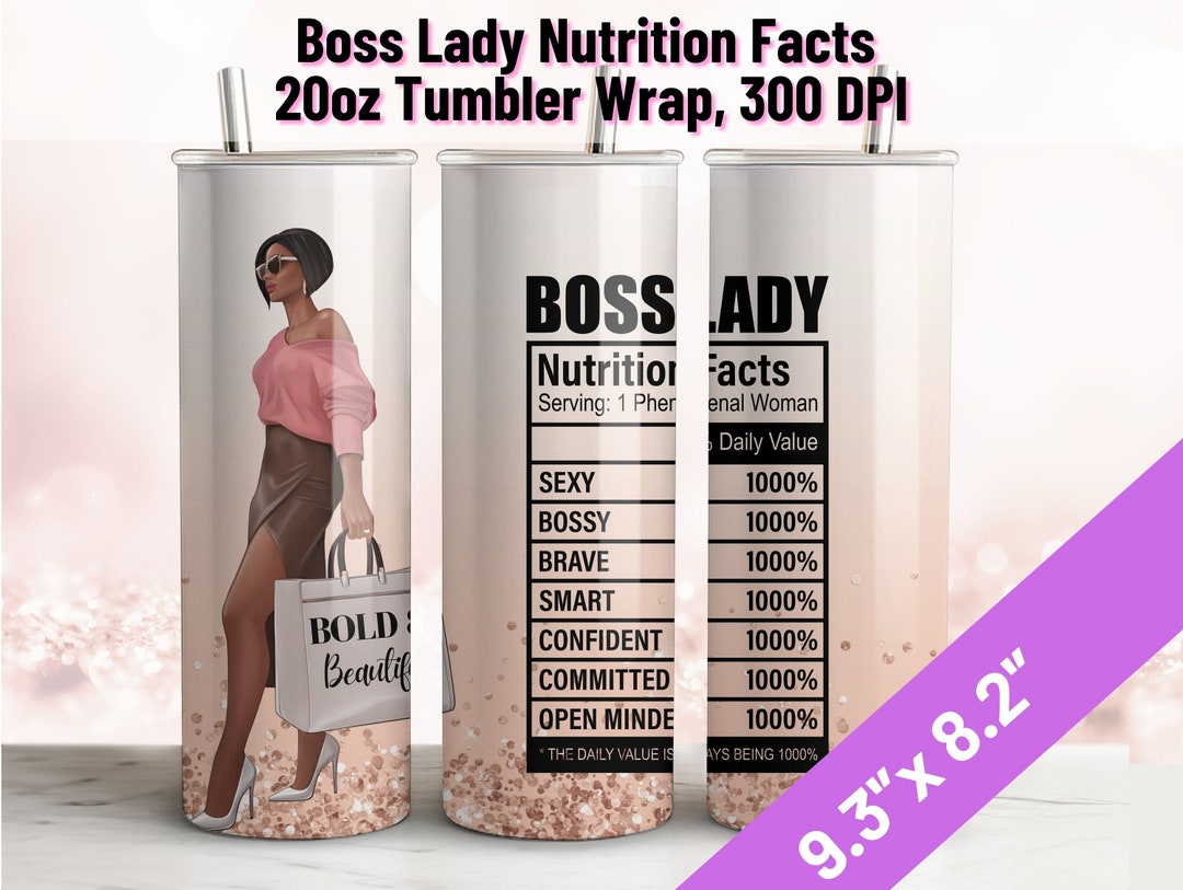 Digital Boss Lady Nutrition Facts Tumbler Wrap 20oz, Short Hair, High ...