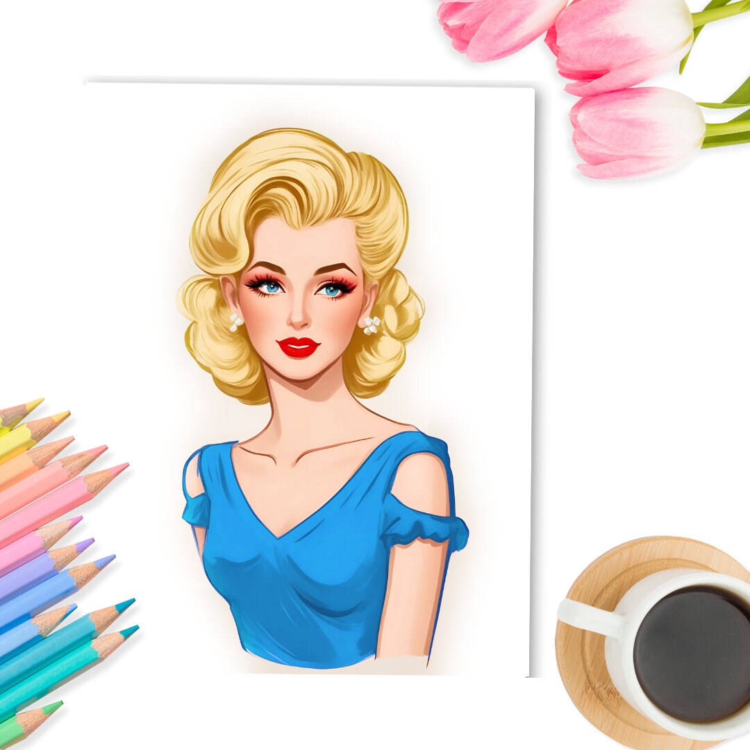 Vintage 1950s Hairstyle Fashion Coloring Book | 12 Stunning Pages ...
