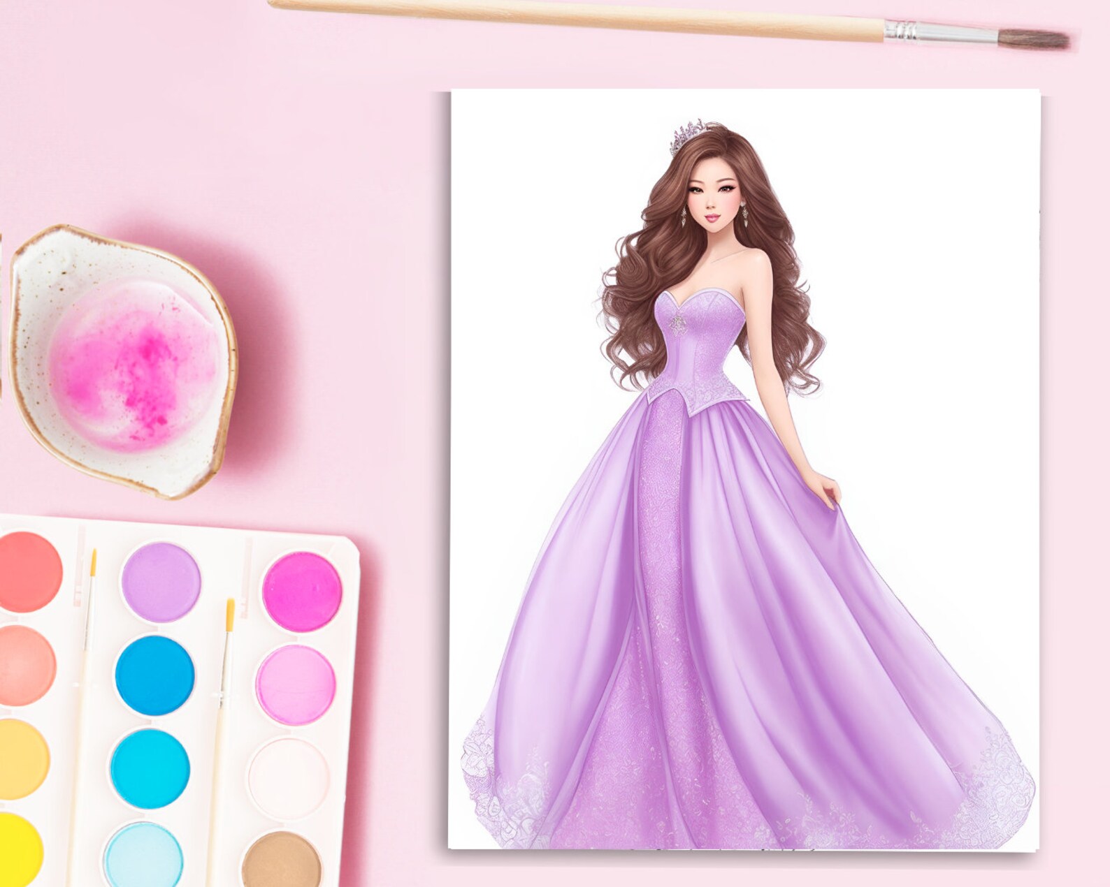 12 Asian Princess Coloring Pages, Adult Coloring Book, Princess Dresses ...