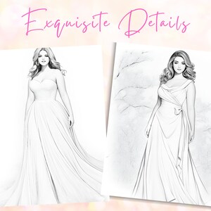 12 Glamorous Curvy Fashion Coloring Pages, Adult Coloring Book, Body ...